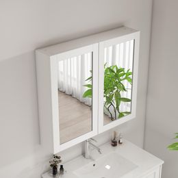 Spiegelschrank Welltime "AMSTERDAM", weiß, B:79cm H:70cm T:16cm, MDF, Schränke, platzsparender Spiegelschrank mit individuell verstellbarem Regalboden