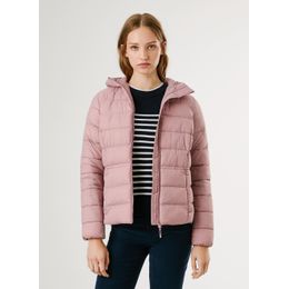 Steppjacke Pepe Jeans "SALLY SHORT", Damen, Gr. L, rosa (soft pink), Web, Obermaterial: 100% Polyamid, unifarben, tailliert, Jacken, tailliert, mit verstellbarem Kordelzug