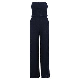 Overall Vera Mont "Damen Jumpsuit mit Spitze", Damen, Gr. 36, blau (night sky), Obermaterial: 70% Polyamid, 30% Baumwolle. Besatz: 100% Polyester. Futter: 100% Polyester., festlich, normal, herzförmiger Ausschnitt, Overalls, Gürtel
