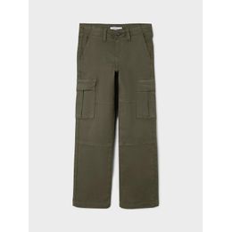 Cargohose name it "NKMRYAN ST TWI CARGO PANT 5720-OT NOOS", Jungen, Gr. 134, N-Gr, grün (olive night), Web, Obermaterial: 98% Baumwolle, 2% Elasthan, unifarben, slim fit normal, Hosen
