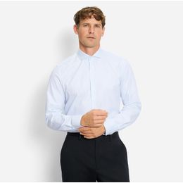 Langarmhemd OLYMP "Level Five", Herren, Gr. 39, N-Gr, bleu, Web, Obermaterial: 100% Baumwolle, normal, Manschette, Hemden, body fit, Haifischkragen, Webmuster, Businesshemd