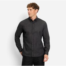 Langarmhemd OLYMP, Herren, Gr. S, N-Gr, schwarz, Twill, Obermaterial: 100% Baumwolle, regular fit normal, Manschette, Hemden, Button-down-Kragen, regular fit, casual