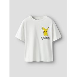 T-Shirt name it "NKMSTU POKEMON SS NREG TOP BOX SKY", Jungen, Gr. 116, weiß (cloud dancer), Jersey, Obermaterial: 95% Baumwolle, 5% Elasthan, bedruckt, regular fit, Rundhals, Shirts