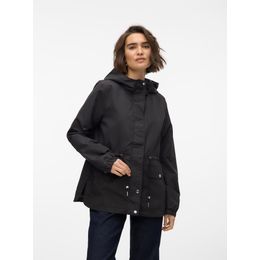 V&eacute;ro Moda Parka VERO MODA "VMPAISLEY PARKA JACKET NOOS", Damen, Gr. M, schwarz, Web, Obermaterial: 100% Polyester, unifarben, regular fit h&uuml;ftbedeckend, Jacken Parka, mit Taillen-Kordelzug