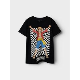 T-Shirt name it "NKMJOB ONEPIECE NREG SS TOP NOOS VDE", Jungen, Gr. 134/140, schwarz, Jersey, Obermaterial: 100% Baumwolle, bedruckt, relaxed fit normal, Rundhals, Shirts