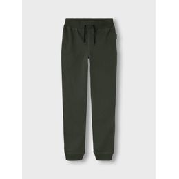 Sweathose name it "NKMSWEAT – Jogger mit verstellbarem Bund und Rippbündchen", Jungen, Gr. 116, N-Gr, grün (rosin), angeraute Sweatware, Obermaterial: 80% Baumwolle, 20% Polyester, unifarben, regular fit knöchellang, Hosen, unifarben, casual, regular fit, Sweatware