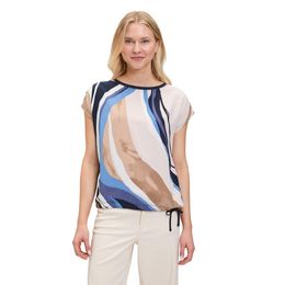 BETTY & CO Kurzarmshirt BETTY & CO "Damen Casual-Shirt mit Print", Damen, Gr. L, blau (nature, blau), Obermaterial: 100% Baumwolle., loose fit normal, Rundhals, Shirts