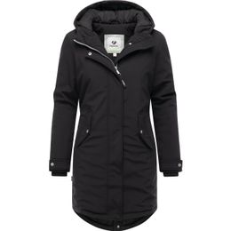 Softshellmantel Ragwear "Itiga", Damen, Gr. L (40), schwarz, Obermaterial: 96% Polyester, 4% Elasthan, Innenfutter: 100% Polyester, Wattierung: 100% Polyester, Basic, tailliert ca. Mitte Oberschenkel, hoch geschlossener Ausschnitt, Ärmel ohne Ärmelschlitz Rippbündchen, Mäntel, Wasserdichter Übergangsmantel mit Taillenzugband