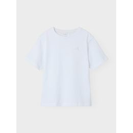 T-Shirt name it "NKMGREG SS NREG TOP NOOS", Jungen, Gr. 146 (152), weiß (hellweiß), Jersey, Obermaterial: 100% Baumwolle, unifarben, lässig geschnitten, Rundhals, abgesteppte Kante, Shirts, in Basic-Form mit kleinem Brust-Logo