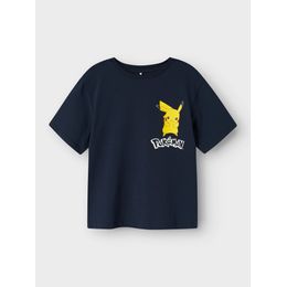 T-Shirt name it "NKMSTU POKEMON SS NREG TOP BOX SKY", Jungen, Gr. 116, blau (navy blazer), Jersey, Obermaterial: 95% Baumwolle, 5% Elasthan, bedruckt, regular fit, Rundhals, Shirts
