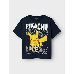 T-Shirt name it "NKMJAMISH POKEMON NREG SS TOP NOOS SKY", Jungen, Gr. 116, blau (navy blazer), Jersey, Obermaterial: 100% Baumwolle, bedruckt, normal normal, Rundhals, Shirts