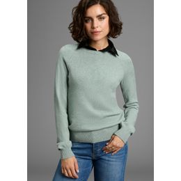 Strickpullover Laura Scott, Damen, Gr. 44/46, mint m&eacute;lange, Feinstrick, Obermaterial: 50% Viskose, 28% Polyester, 22% Polyamid, meliert, Basic, figurumspielend Po-bedeckend, Rundhals, Pullover Strickpullover, softer &Uuml;bergangsstrick im Basic-Shape mit Rundhals-Ausschnitt