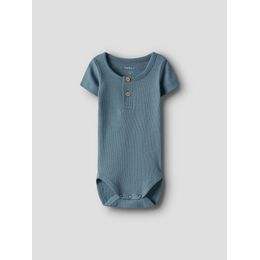 Kurzarmbody name it "NBMKAB SS BODY NOOS", Baby, Gr. 68, N-Gr, spring lake (blank), Obermaterial: 57% Baumwolle, 38% Modal, 5% Elasthan, unifarben, regular fit normal, Rundhals, Bodys