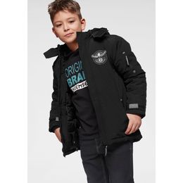 Schneejacke Chiemsee, Jungen, Gr. 140/146, schwarz, Web, Obermaterial: 100% Polyester. Futter: 100% Polyester. Kapuzenfutter: 100% Polyester. Wattierung: 100% Polyester, unifarben, Basic, mit Klettverschluss, Jacken Winterjacke Schneejacke Outdoorjacke Snowboardjacke Schneebekleidung Skijacke, mit abnehmbarer Kapuze und reflektierenden Details