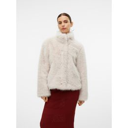 Véro Moda Fellimitatjacke VERO MODA "VMMONROE SHORT JACKET NOOS", Damen, Gr. M, oatmeal, Web, Obermaterial: 100% Polyester, unifarben, Jacken