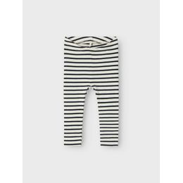 Leggings name it "NBNBANI XSL LEGGING NOOS", Baby, Gr. 50, N-Gr, blau (schwarz sapphire), Feinripp, Obermaterial: 57% Baumwolle, 38% Modal, 5% Elasthan, geringelt, gestreift, slim fit knöchellang, Hosen