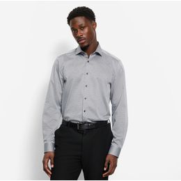 Langarmhemd OLYMP "Level Five", Herren, Gr. 39, N-Gr, anthrazit, Web, Obermaterial: 97% Baumwolle, 3% Elastolefin, normal, 2-Knopf-Manschette, Hemden, body fit, Businesshemd, Minimalprint, Royal-Kentkragen
