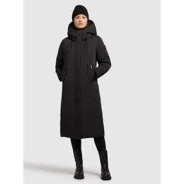 Wintermantel Khujo "MANTEL", Damen, Gr. L, schwarz, 55% Baumwolle, 45% Polyester, unifarben, eingesetzt elastischer Bund mit Windstopper, Mäntel