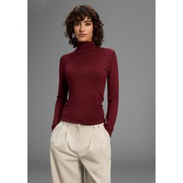 Rollkragenpullover Laura Scott, Damen, Gr. 42, bordeaux, mel, Feinstrick, Obermaterial: 70% Viskose, 30% Polyamid, unifarben, Basic, sehr figurbetont h&uuml;ftbedeckend, hoch geschlossener Ausschnitt, Rippb&uuml;ndchen, Pullover Rollkragenpullover, Feinstrick in figurbetonter Longform