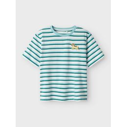 T-Shirt name it "NMMJELLAN SS NREG TOP PB", Jungen, Gr. 92, blau (aquatic), Jersey, Obermaterial: 100% Baumwolle, Shirts