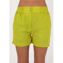 Shorts FRESHLIONS "Amara", Damen, Gr. M, EURO-Größen, grün, 100% Leinen, unifarben, kurz, Hosen, im klassischen Design
