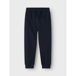 Sweatpants name it "NKMVIAN NREG SWE PANT UNB NOOS", Jungen, Gr. 104, N-Gr, blau (schwarz sapphire), Web, Obermaterial: 100% Baumwolle, unifarben, normal knöchellang, Hosen