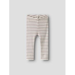 Leggings name it "NBNBANI XSL LEGGING NOOS", Baby, Gr. 104, N-Gr, lila (elderberry), Feinripp, Obermaterial: 57% Baumwolle, 38% Modal, 5% Elasthan, geringelt, gestreift, slim fit knöchellang, Hosen