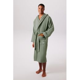 Unisex-Bademantel Bruno Banani "Robby, ideal für Sauna & Spa, Standardlänge & Überlänge" Gr. S, salbei, L:120cm, Walkfrottee, Hausmäntel, Damen & Herren Bademäntel, Baumwolle, mit Taschen, Sauna, XS-3XL