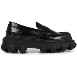 Valentino Garavani Low-Top Sneaker - Trackstud Loafers - Gr. UK_9 - in Schwarz - für Damen