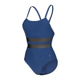 Badeanzug arena "WOMEN'S arena MESH EQUALS SWIMSUIT BACK B", Damen, Gr. 38, N-Gr, blau (navy), Obermaterial: 74% Polyamid, 26% Elasthan, Badeanzüge, Mit transparenten Einsätzen