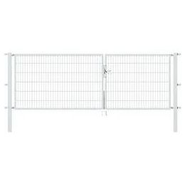 GAH Alberts Zaundoppeltür ALBERTS "Flexo", silber (silberfarben), B:350cm H:120cm, Stahl, Tore, 350 cm Breite, in versch. Höhen