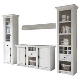 Wohnwand Home Affaire "California", weiß (pinie weiß), Kastenmöbel-Sets, bestehend aus Standregal, Vitrine, Sideboard, Wandregal