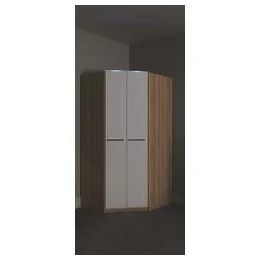 Eckkleiderschrank Priess "Barcelona Kleiderschrank Eckl&ouml;sung Raumwunder", wei&szlig; (eichefarben artisan, wei&szlig;), B:95cm H:193cm T:95cm, Holzwerkstoff, Schr&auml;nke, Eckkleiderschrank, in 2 Tiefen Schrank Eckschrank Garderobe