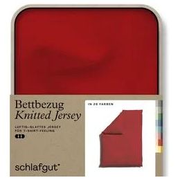 Bettbezug Schlafgut "Premium Bettbezug Knitted Jersey (1 St)", rot (rot deep), L:200cm, Jersey, Obermaterial: 95% Baumwolle, 5% Elasthan, Bettbez&uuml;ge, Ton-in-Ton Rei&szlig;verschluss, Bio-Baumwolle mit Elasthan, Uni, OEKO Tex