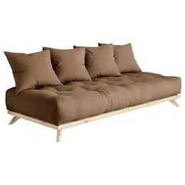 Daybett KARUP DESIGN "Senza, Sofa, mit Futonmatratze, minimalistisch, massives Kiefernholz", braun (mocca, klarlackiert), B:200cm H:85cm L:90cm, Daybetten, Handgefertigt, skandinavisches Design, vielseitig, schlichter Stil