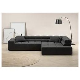 Ecksofa Home Affaire "Ancona incl. Kopfteilverstellung, Breite 319cm, L-Form", grau (steel), B:319cm H:70cm T:215cm, Struktur (85% Polyester, 15% Viskose);Luxus-Microfaser weich (98% Polyester, 2% Nylon);Velours (100% Polyester), Sofas, Ecksofa, wahlweise motorische Sitztiefenverstellung, auch in Cord + Easy Care