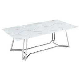Couchtisch Salesfever "Wohnzimmertisch im eleganten Stil", weiß (weiß, silber, silber, weiß), B:110cm H:40cm T:60cm, Tische, Eleganter Chic mit marmoriertem Charme