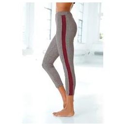 7/8-Leggings BENCH. LOUNGEWEAR, Damen, Gr. 36/38, N-Gr, rot (kariert, rostrot), Obermaterial: 67% Polyester, 31% Viskose, 2% Elasthan, Glencheckmuster, kariert, figurbetont 7/8-L&auml;nge, Hosen, mit Kontrastfarben seitlichem Tape