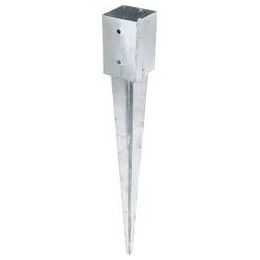 GAH Alberts Einschlag-Bodenhülse ALBERTS, grau (feuerverzinkt), B:9,1cm T:9,1cm, Stahl, Bodenanker, feuerverzinkt, 91 x 91 mm, Gesamtlänge 750 mm