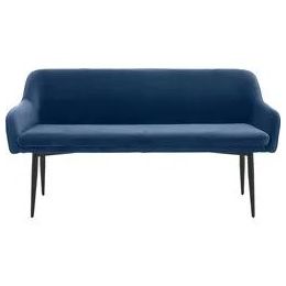 Sitzbank Salesfever "Komfortable Sitzbank", blau (blau, schwarz, schwarz), B:160cm H:85cm T:61cm, Metall, Polyester, Sitzbänke, mit Armlehnen und Rückensteppung