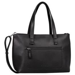 Shopper Tom Tailor "Elis", Damen, Gr. B/H/T: 35cm x 22cm x 13cm, schwarz, Polyurethan, clean, gepflegt, geprägtes Muster, unifarben, Taschen, aus weich gekörntem Lederimitat auffällige Ziernaht und feinem Logo