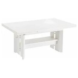 Couchtisch Hela, weiß, B:110cm H:50cm T:68cm, Tische, Höhenverstellbar und ausziehbar