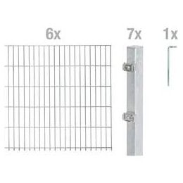 GAH Alberts Doppelstabmattenzaun ALBERTS "Grundset", silber (silberfarben), H:140cm, Stahl, Zaunelemente, H&ouml;he: 80-160 cm, Gesamtl&auml;nge: 4-30 m, zum Einbetonieren