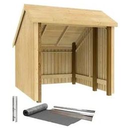 Gartenhaus Plus, beige (natur), Holzwerkstoff, Gartenh&auml;user, Gartenhaus, Fahrradunterstand offen, inkl. Dachpappe/Aluleisten/H-Pfostenf&uuml;&szlig;e