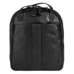 Cityrucksack CLUTY, Gr. B/H/T: 26cm x 7cm, onesize, schwarz, Leder, Rindsleder, Retro, Rucksäcke, echt Leder