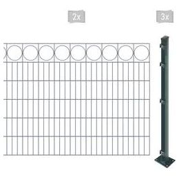 Doppelstabmattenzaun Arvotec "EASY 120 zum Aufschrauben "Ring" mit Zierleiste", grau (anthrazit), H:120cm, Kunststoff, Stahl, Zaunelemente, Zaunhöhe 120 cm, Zaunlänge 2 - 60 m