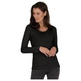 Longsleeve TRIGEMA "TRIGEMA Shirt aus Viskose Langarm", Damen, Gr. L, schwarz, Single Jersey, 94% Viskose, 6% Elastan, Basic, lang, Rundhals, Shirts
