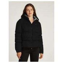 Tommy Hilfiger Steppjacke TOMMY JEANS, Damen, Gr. XL (42), schwarz, Web, Obermaterial: 100% Polyester. Futter: 100% Polyester, unifarben, regular fit hüftlang, verstellbar Bündchen mit Druckknöpfen, Jacken, mit Logoschriftzug