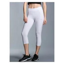 Leggings TRIGEMA "TRIGEMA Capri-Leggings", Damen, Gr. M, US-Größen, weiß, 85% Polyester (Bioactive), 15% Elastan, Basic, Hosen