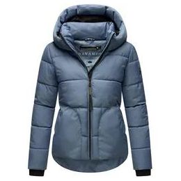 Steppjacke Navahoo "Lachperle XIV", Damen, Gr. L (40), blau (rauchblau), Obermaterial: 100% Polyester (recycelt), Futter: 100% Polyester (recycelt), Ärmelfutter: 100% Polyester (recycelt), Wattierung: 100% Polyester (recycelt), Basic, figurumspielend hüftbedeckend, hoch geschlossener Ausschnitt, Ärmel ohne Ärmelschlitz Rippbündchen, Jacken, Kurze gesteppte Damen Winterjacke mit hohem Kragen und Ka